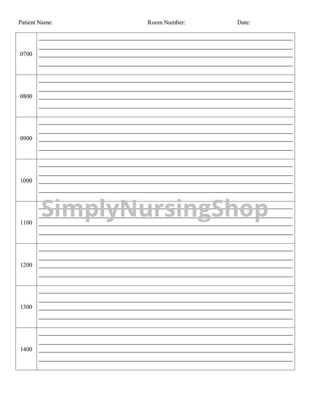 8-hour Rounding Sheets | Lined - Etsy