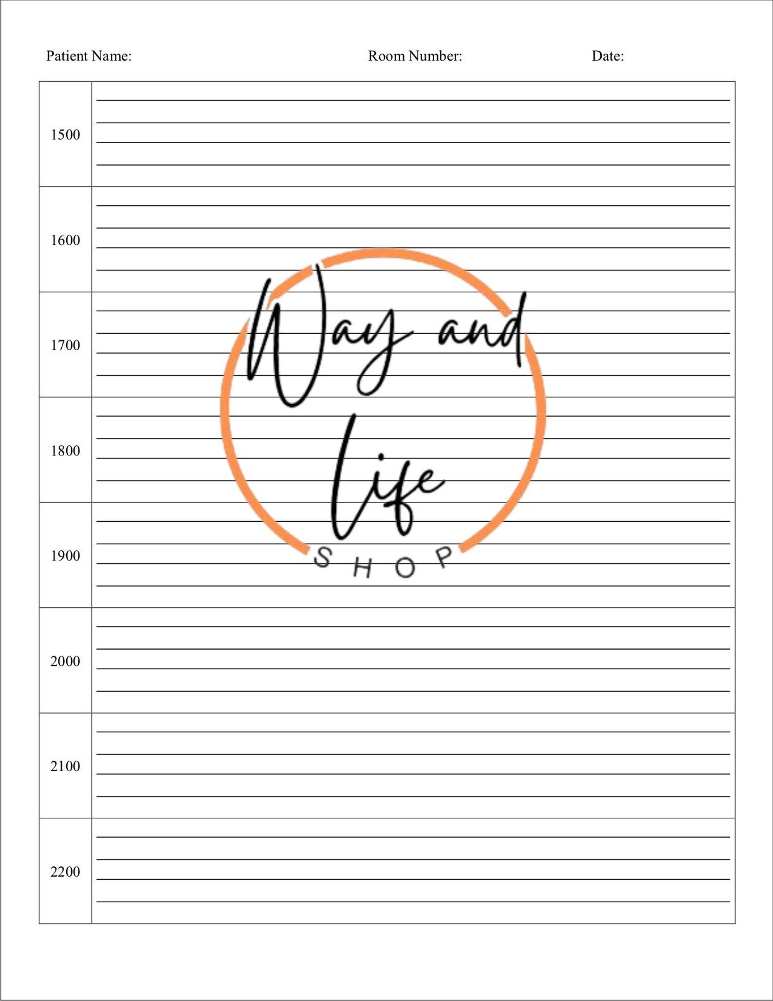 Printable 8 Hourly Rounding Sheets | Lined - Etsy