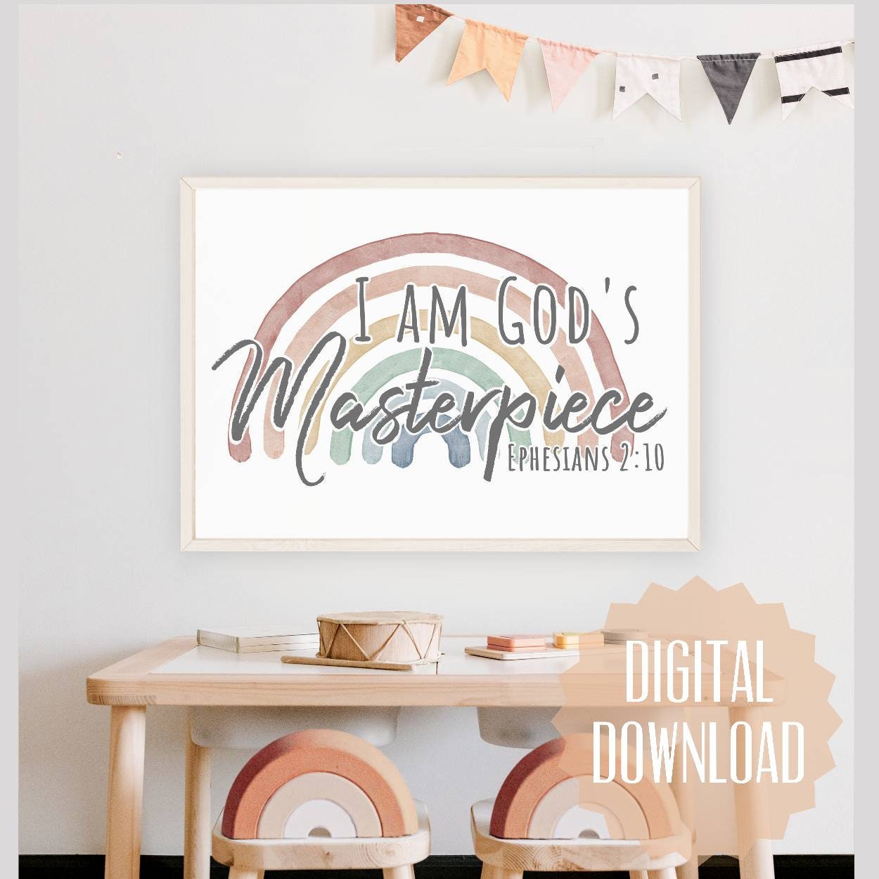 I Am God's Masterpiece Wall Art, Digital Download, Religious Print for ...