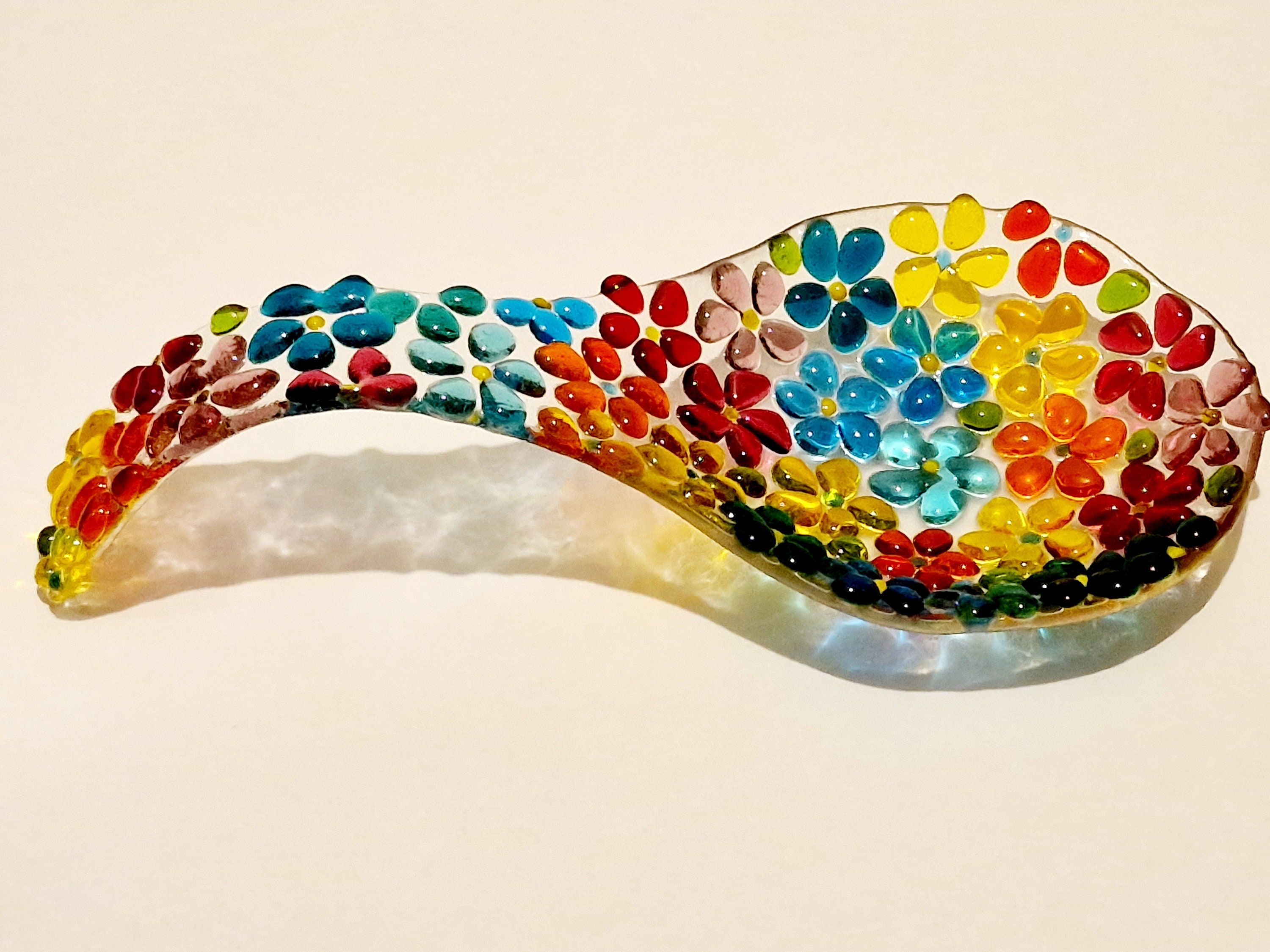 Fused Glass Ditsy Flower Spoon Rest, Handmade Homeware, Made in UK ...