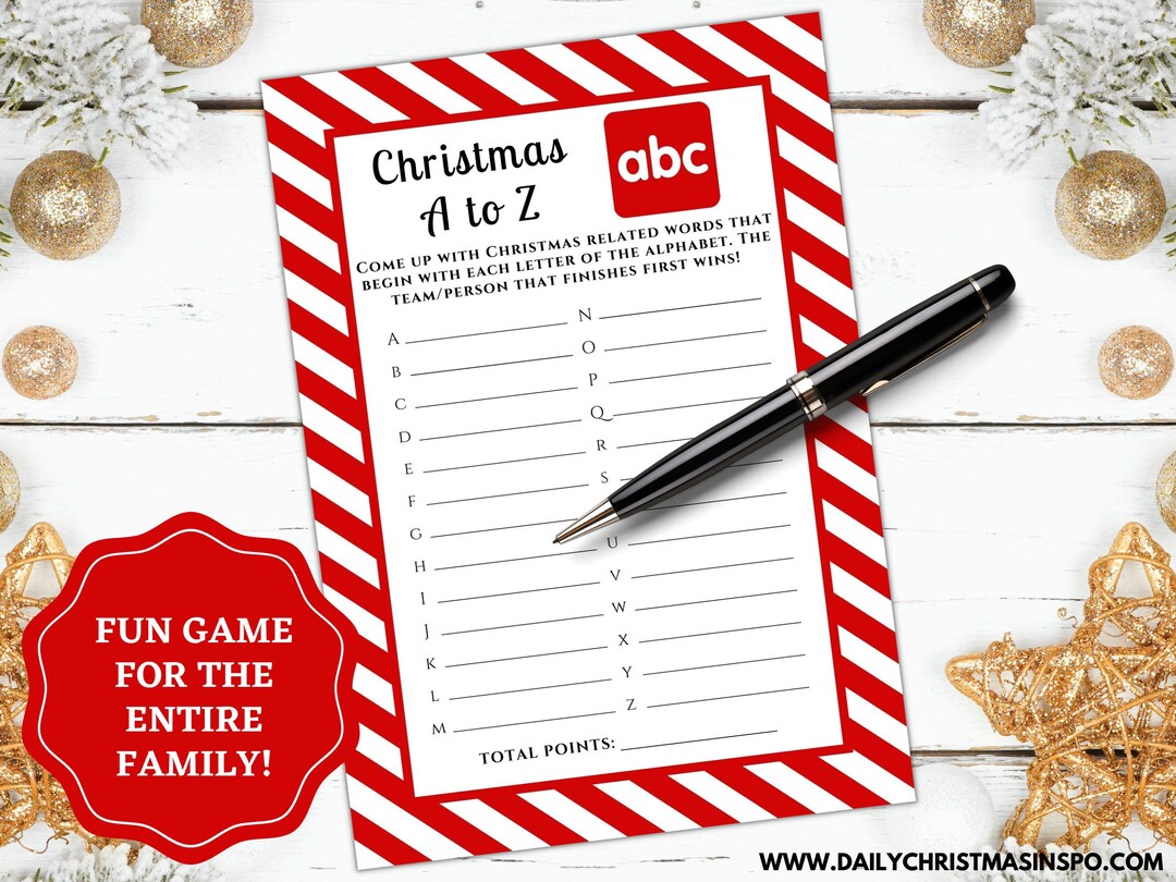 Printable Christmas A to Z Game | Holiday Party Word Game | Xmas ...