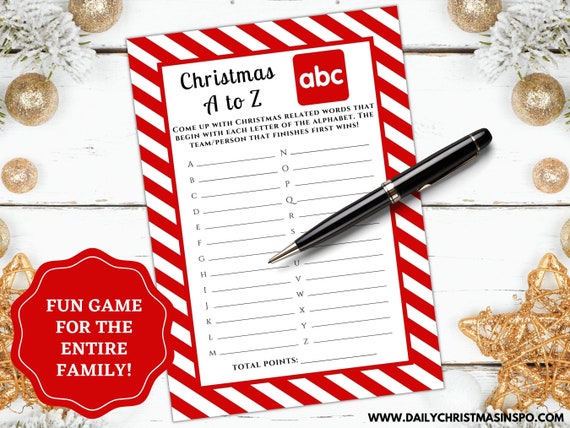 Printable Christmas A to Z Game Holiday Party Word Game - Etsy