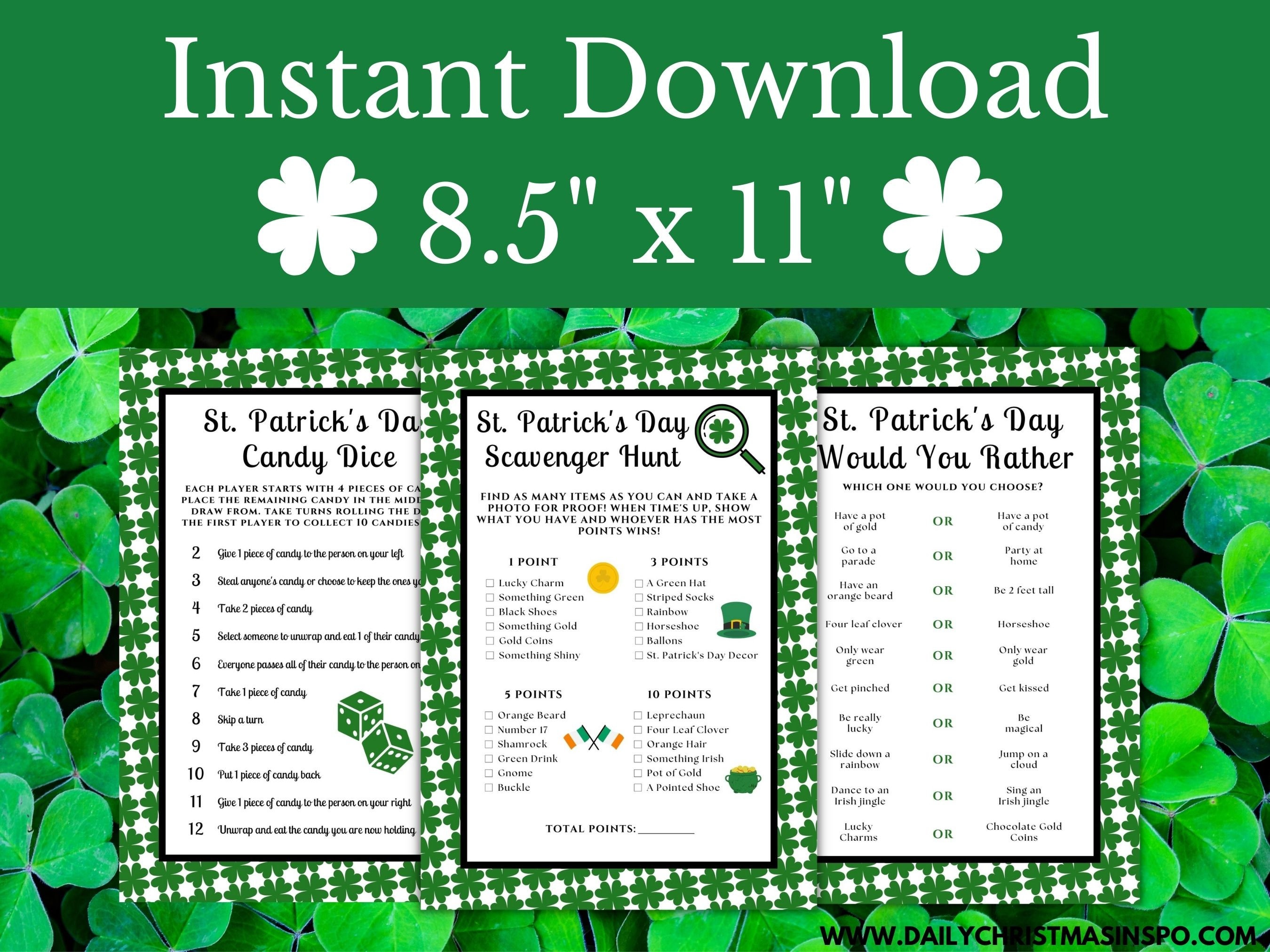 St Patricks Day Game Bundle | Printable St Patrick's Day Games for Kids ...