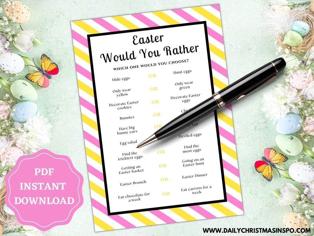 Easter Would You Rather Printable Game | Easter This or That | Would ...