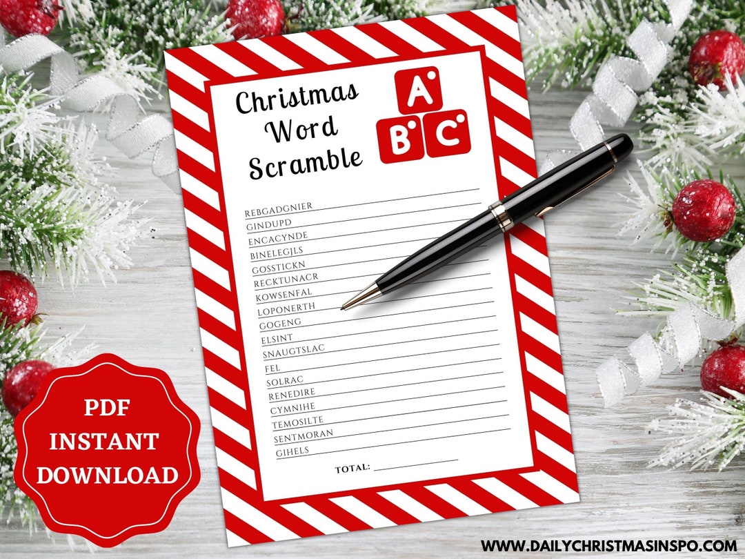 Christmas Word Scramble Game | Fun Christmas Party Game Printable ...