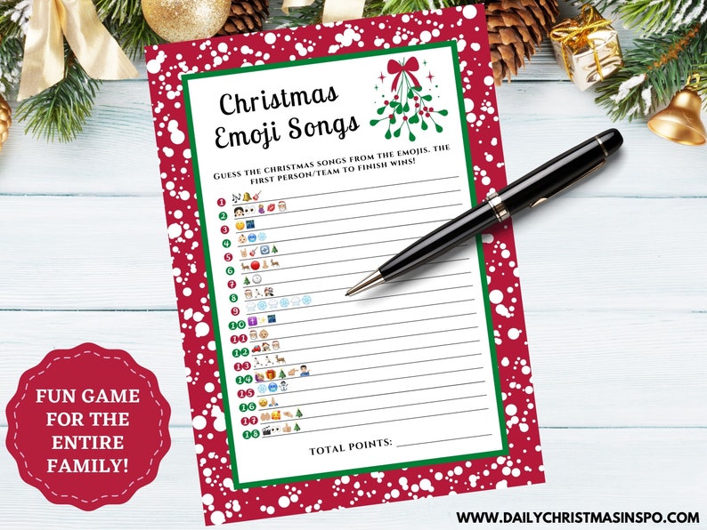 Instant Download Christmas Printable Games | Guessing Emoji Songs | DIY ...