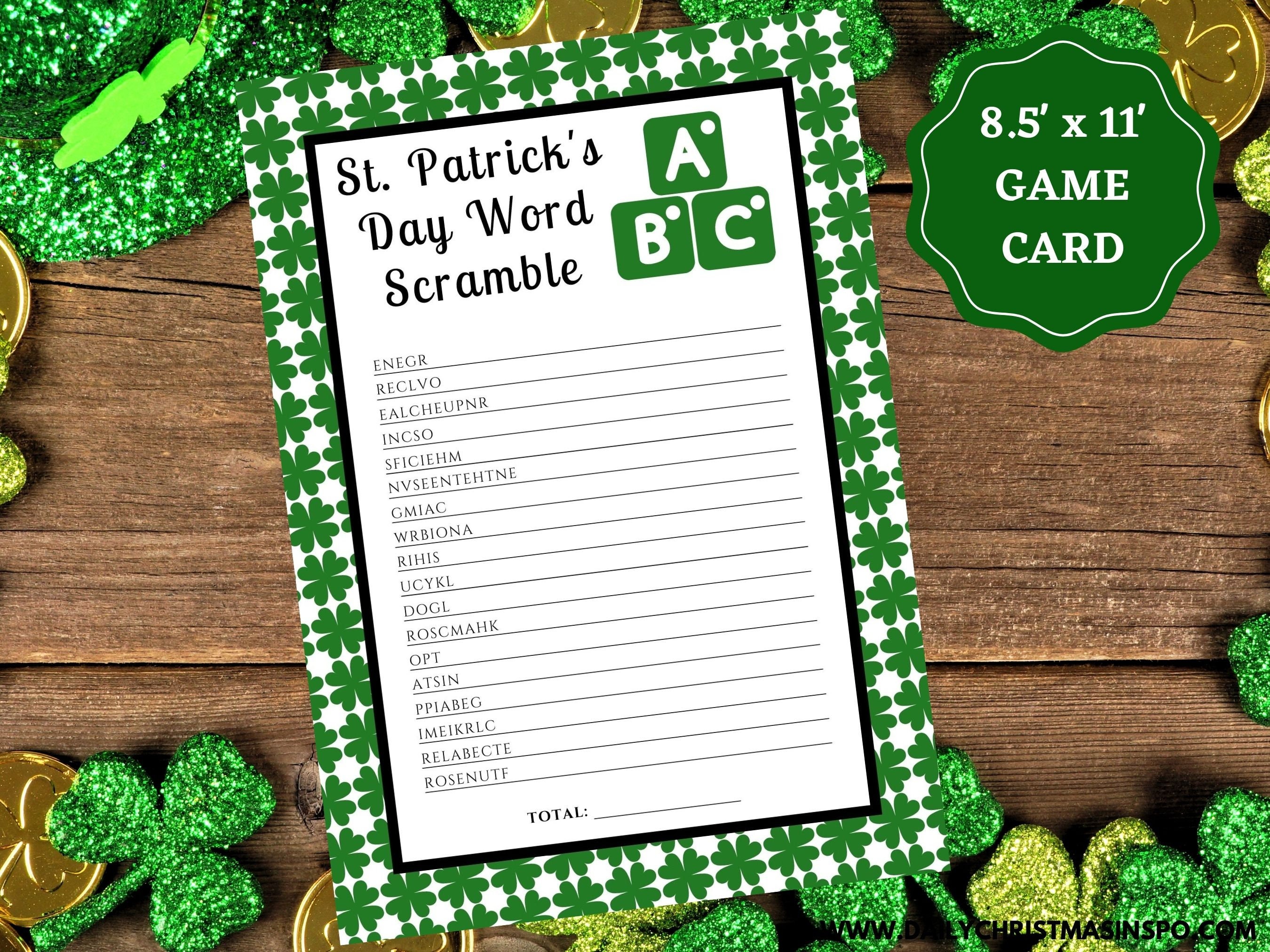 St Patricks Day Word Scramble Game | St Patrick's Day Party Game | St ...