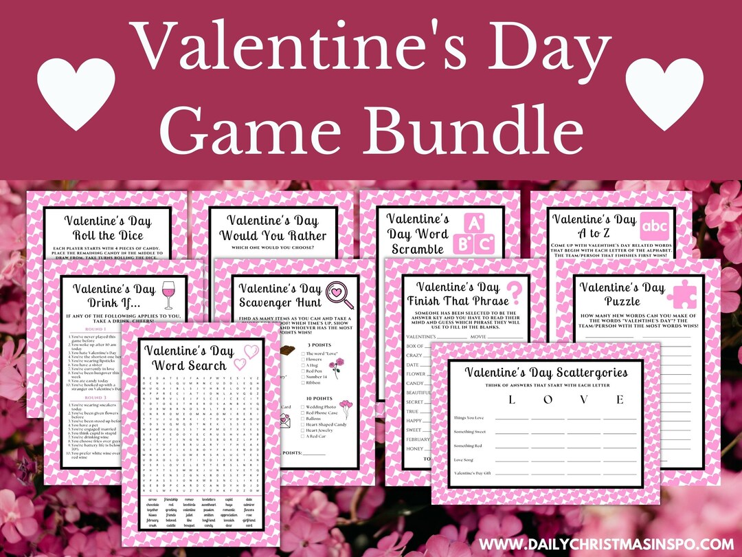 Instant Download Valentine's Day Game Bundle | 10 Printable Valentine's ...
