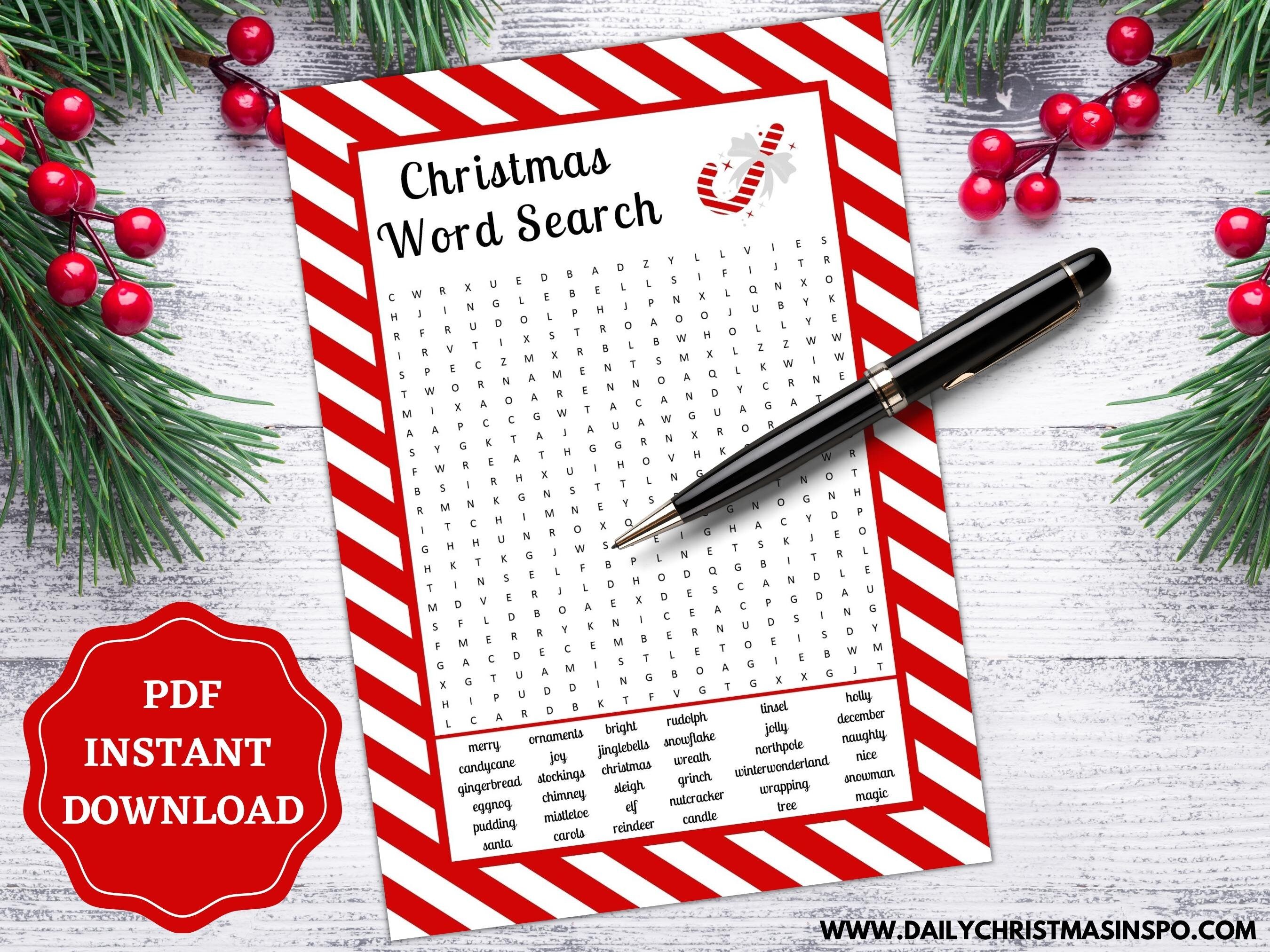 Instant Download Printable Christmas Word Search Game - Etsy