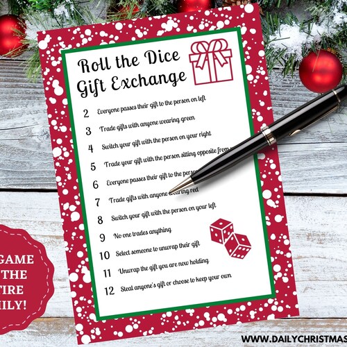 Holiday Roll the Dice Gift Exchange Game Christmas Activity - Etsy