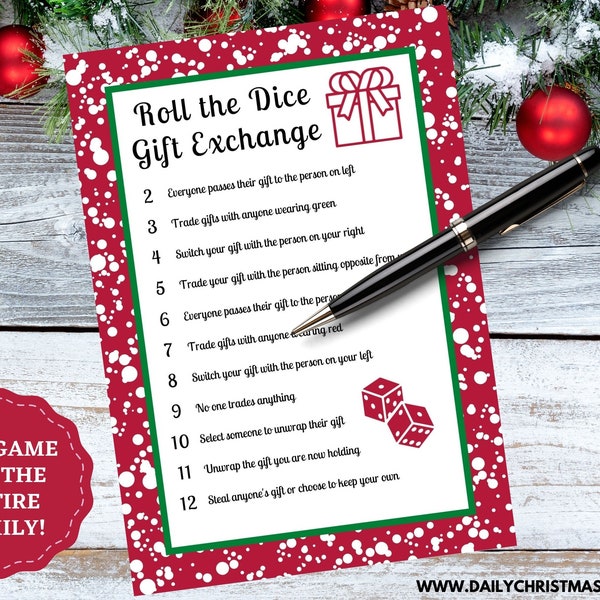 Christmas Gift Exchange Dice Game - Etsy