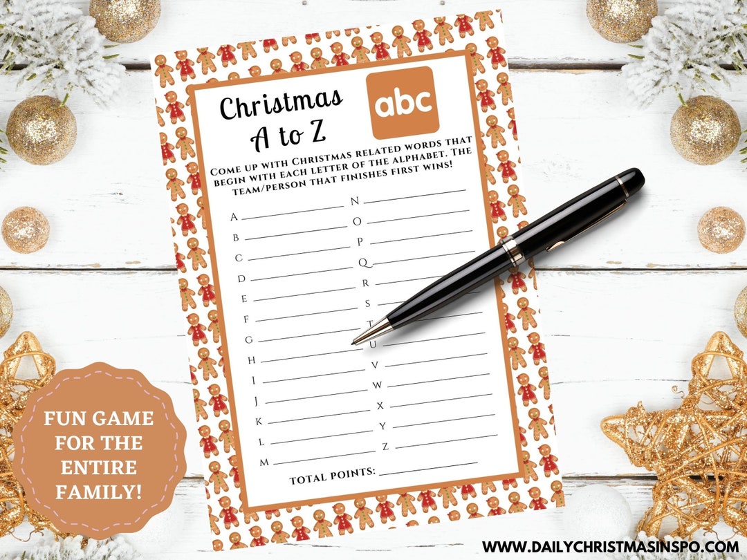 Christmas A-Z Game | Printable Christmas Game | Holiday Party Game ...