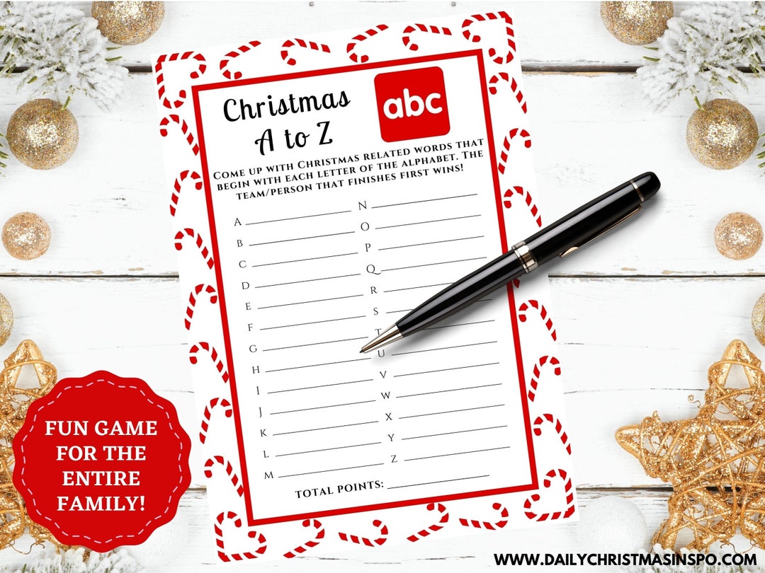 Instant Download Printable Christmas A-Z Game | Xmas Word Game | Fun ...