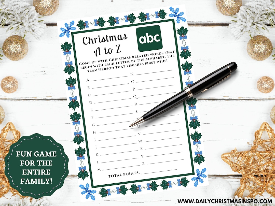 Printable Christmas A-Z | Xmas A to Z Game | Holiday Party Games ...