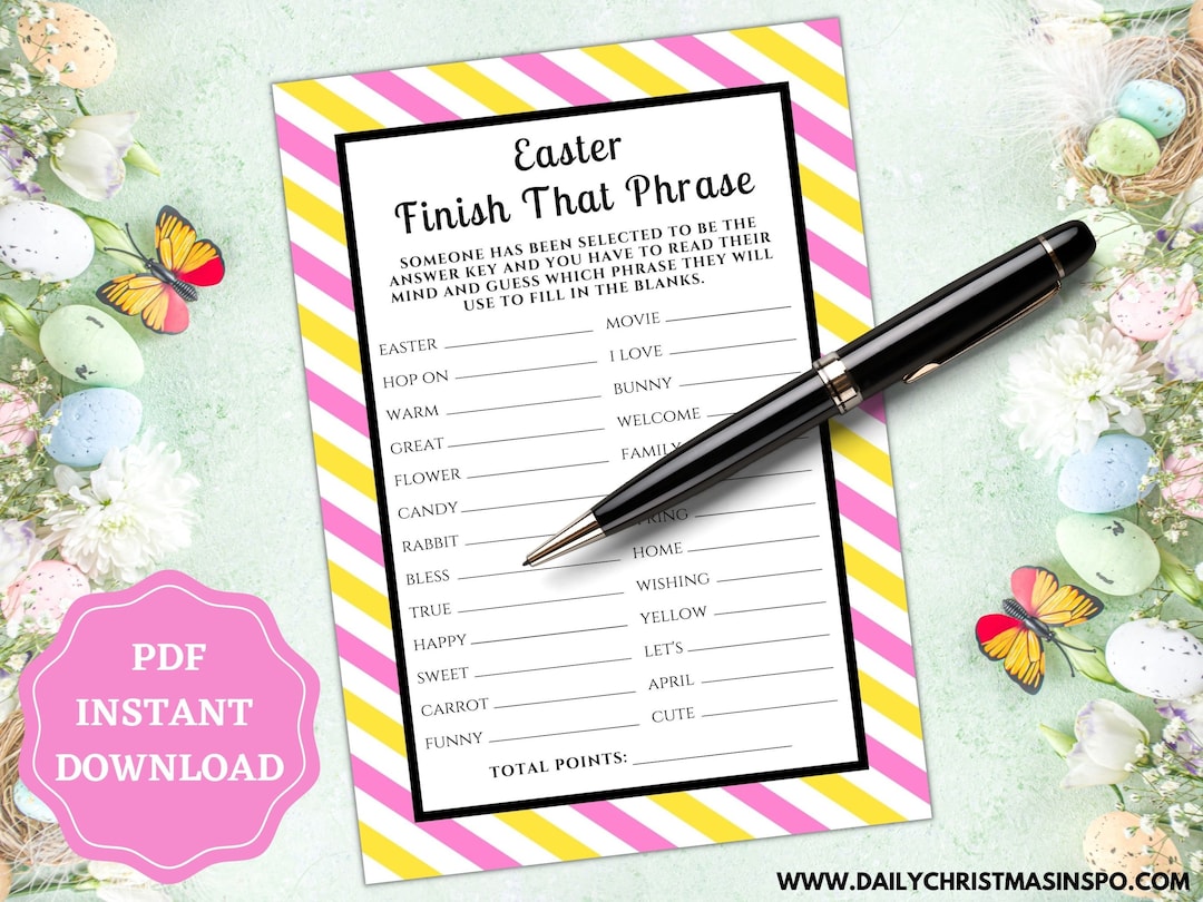 Easter Finish That Phrase Game | Easter Printable Finish That Phrase ...
