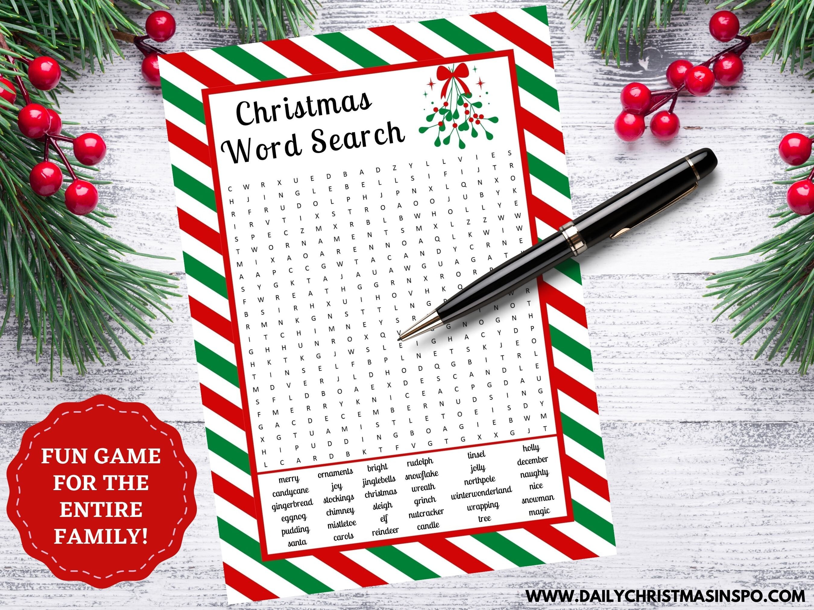 Printable Christmas Word Search Game Word Find Xmas Word Search Holiday ...