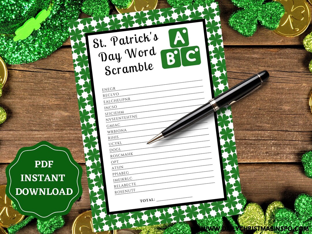 St Patricks Day Word Scramble Game | St Patrick's Day Party Game | St ...