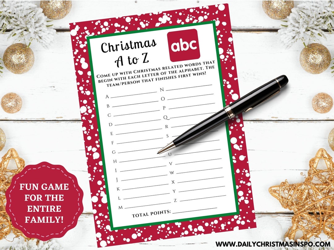 Instant Download Christmas A-Z Game | Christmas Printable Word Game ...