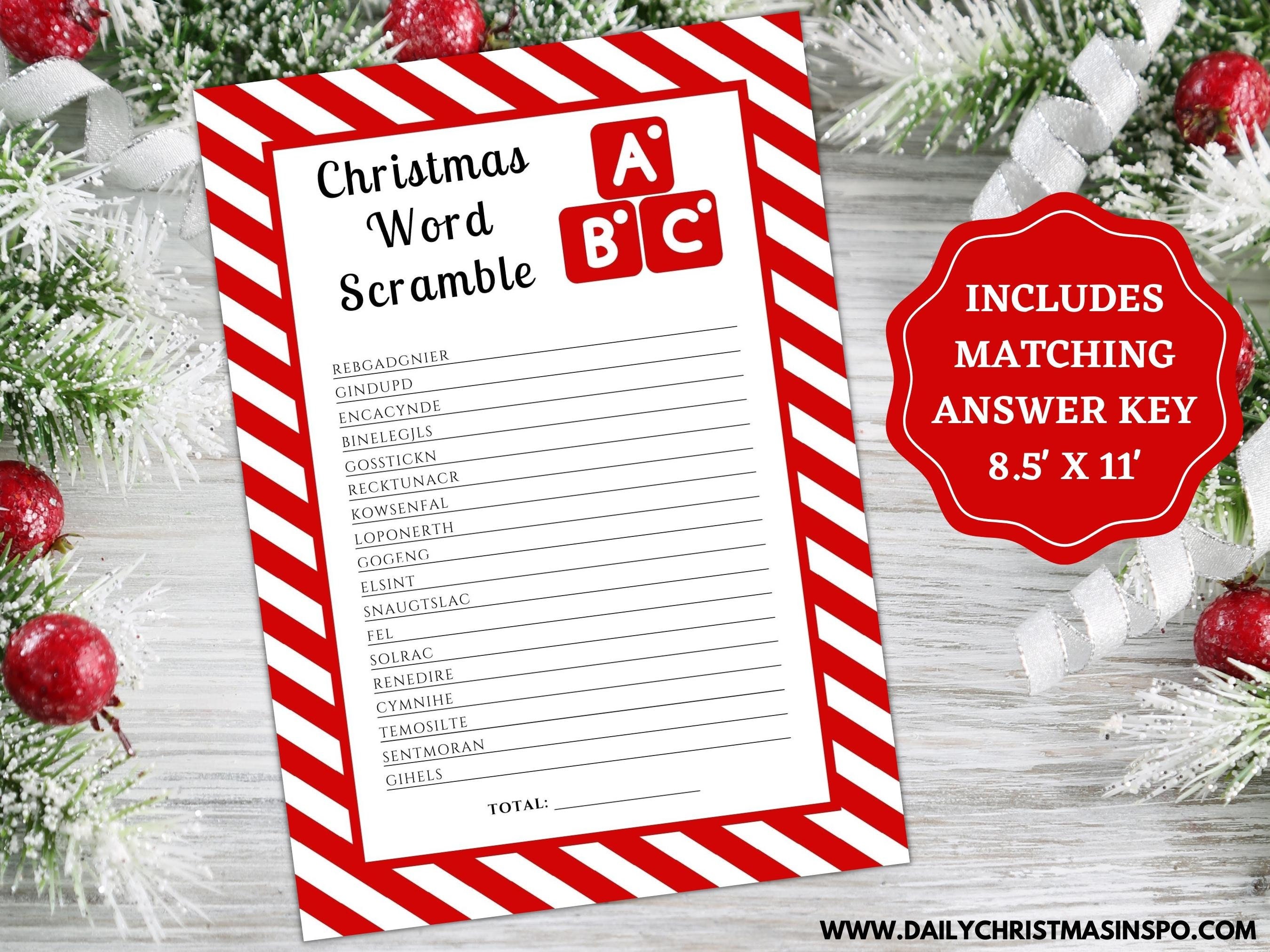Christmas Word Scramble Game | Fun Christmas Party Game Printable ...