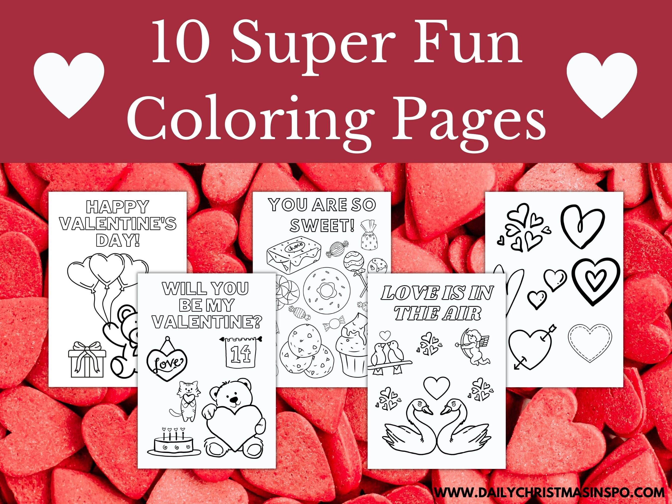Instant Download Valentine's Day Coloring Pages 10 Valentine Coloring ...