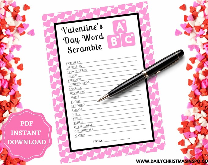Word Scramble Game Valentines | Valentines Word Scramble Game ...