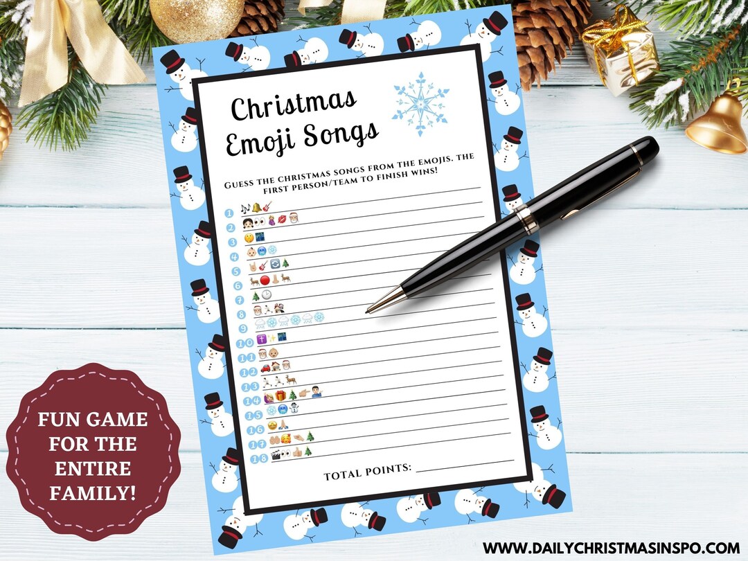 Christmas Songs Emoji Pictionary | Printable Christmas Games | DIY ...