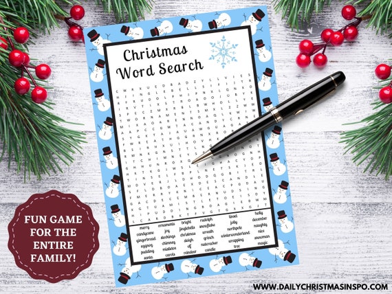 Printable Christmas Word Search Game Holiday Word Find - Etsy