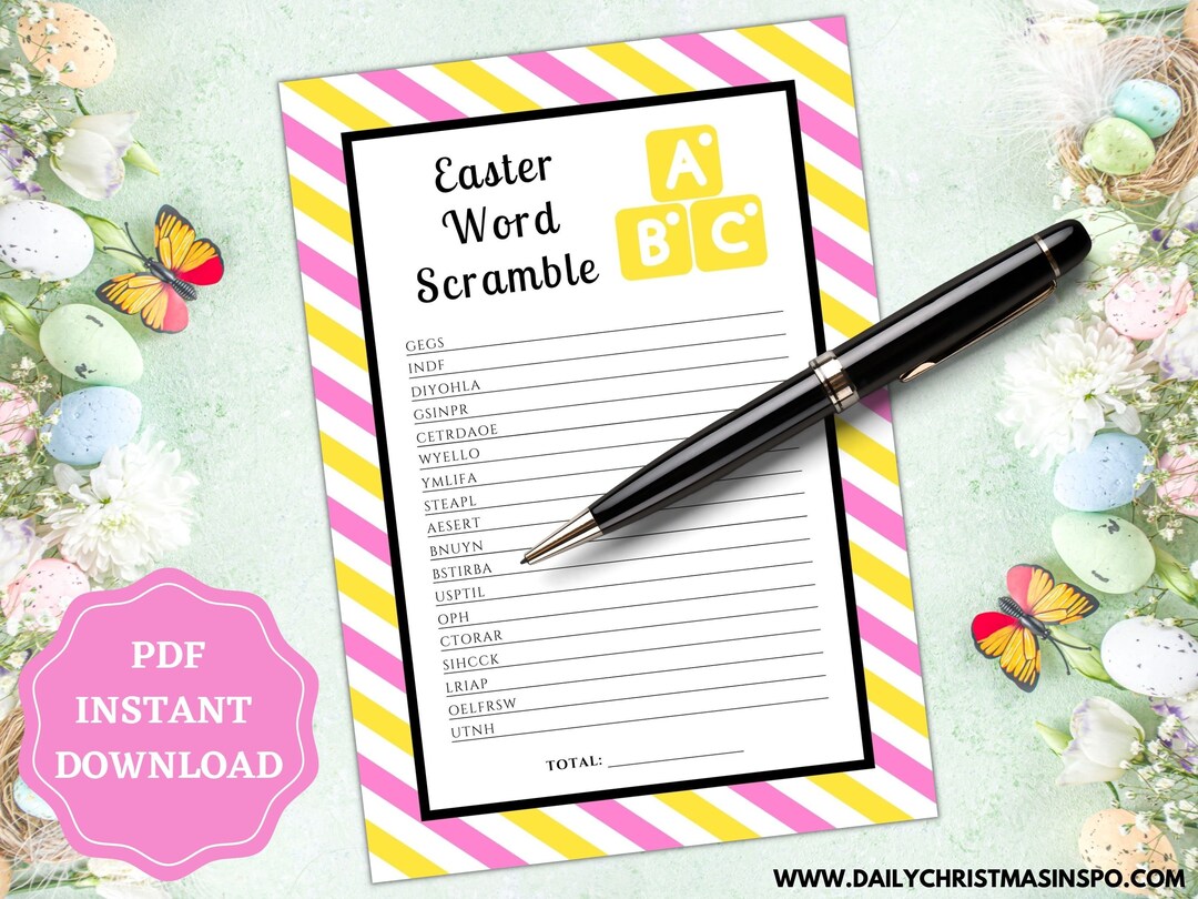 Easter Word Scramble Game | Easter Printable Party Game | Easter Day ...