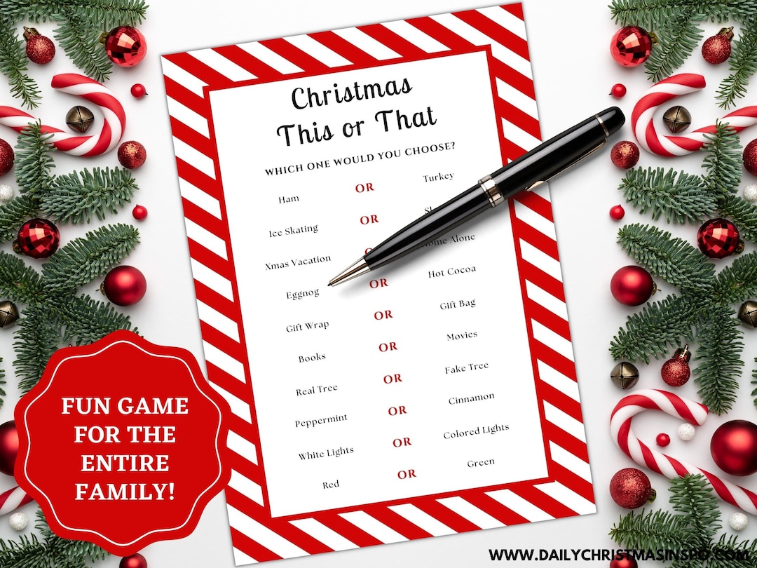 Christmas This or That Game | Fun Christmas Party Game Printable ...