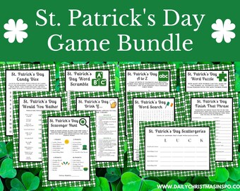 St Patricks Day Party Games Printable Activities Bundle for - Etsy