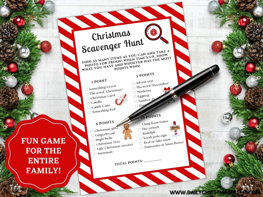 Christmas Scavenger Hunt Game | Fun Christmas Party Game Printable ...