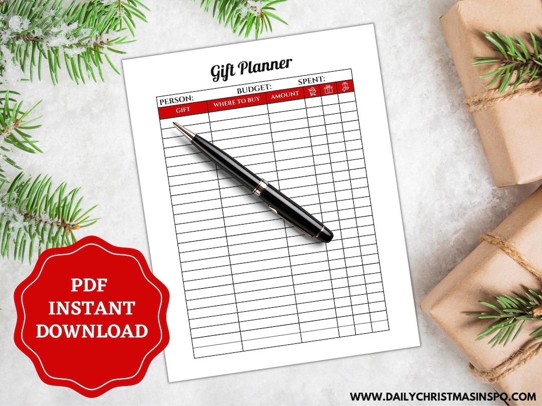 Christmas Gift Planner | Printable Christmas Gift Checklist | Gift ...