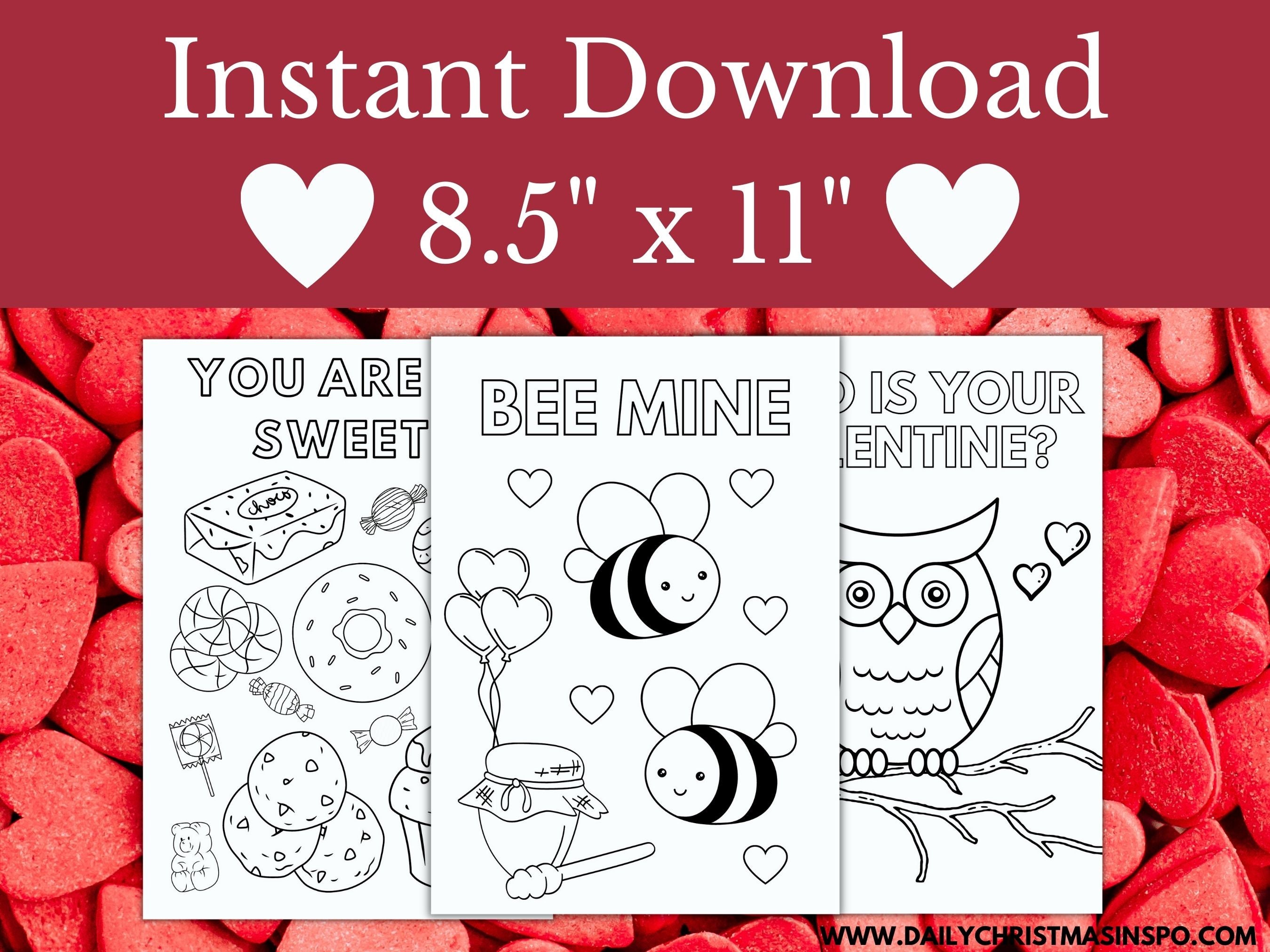Instant Download Valentine's Day Coloring Pages | 10 Valentine Coloring ...