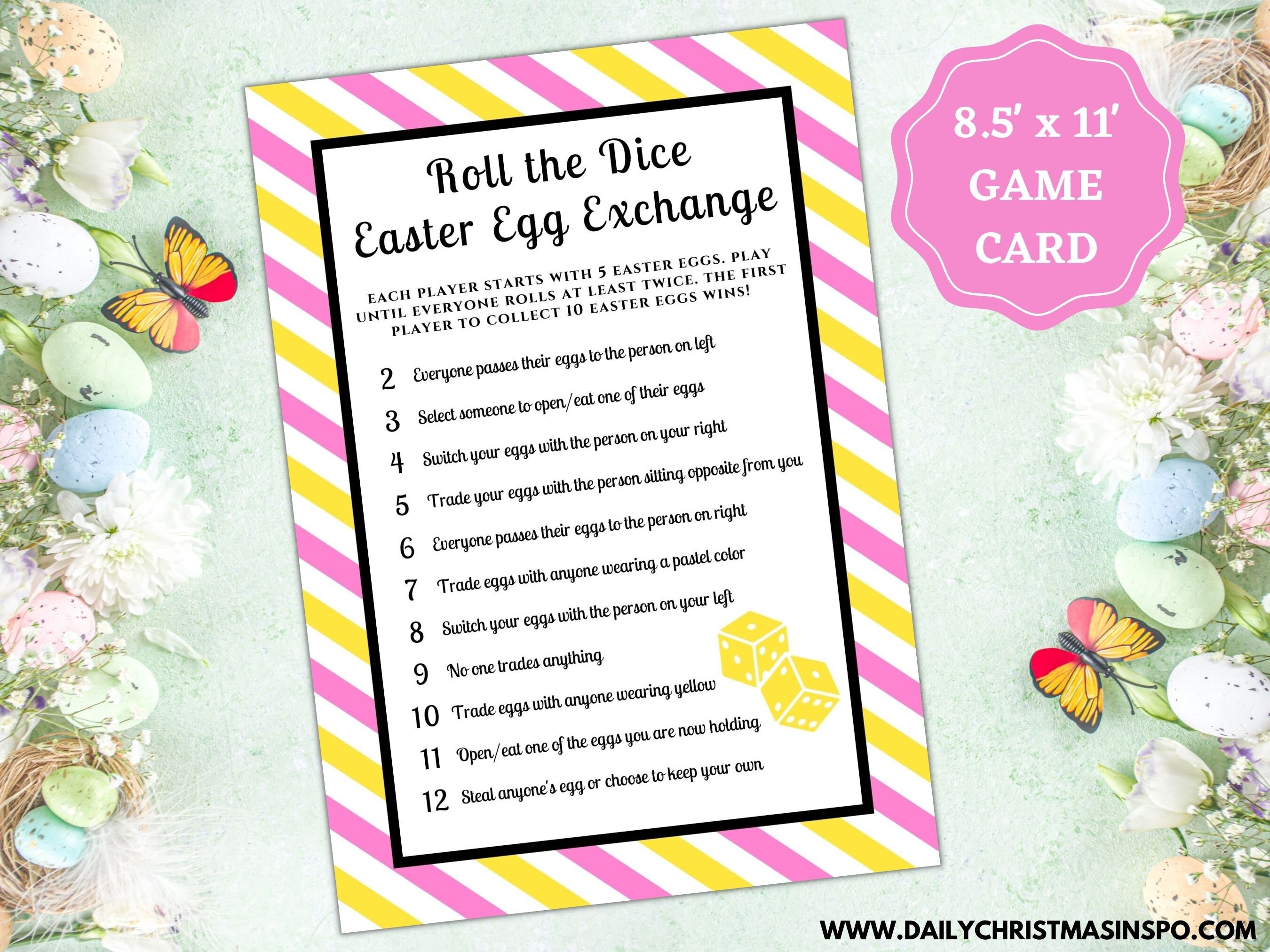 Instant Download Easter Roll the Dice Game | Printable Easter Egg ...