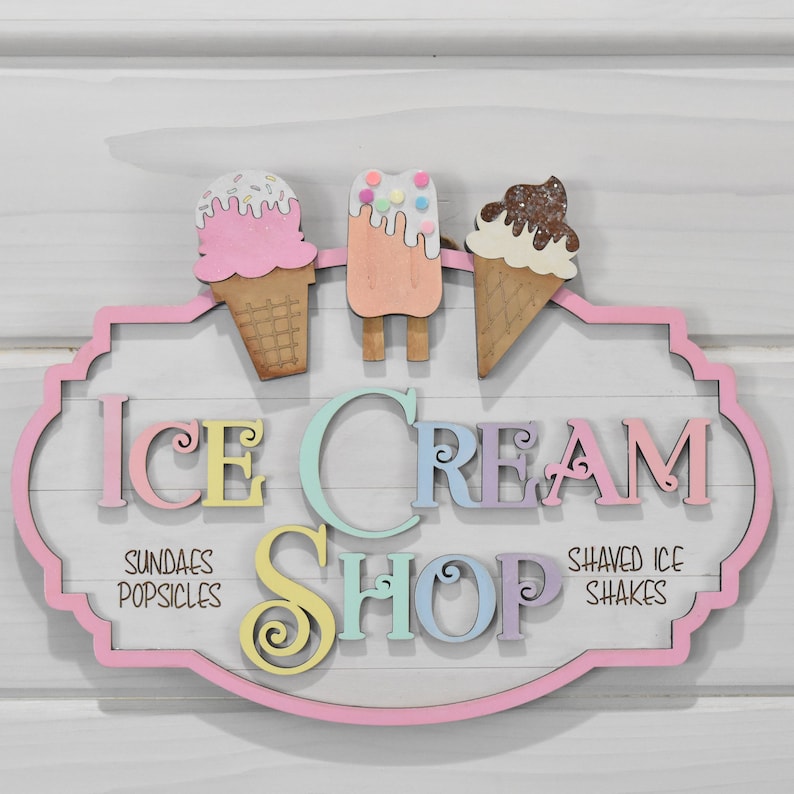 Ice Cream Shop Sign, Pastel Decor, Ice Cream Sign, Summer Decor - Etsy