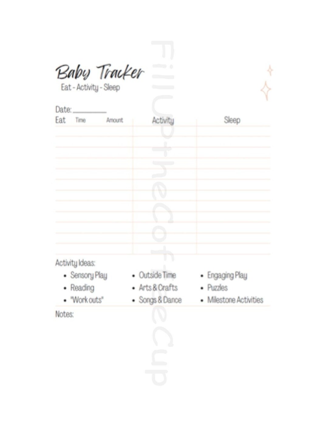 Printable Baby Daily Tracker, Nanny Day Tracker, Babysitter Day Tracker ...