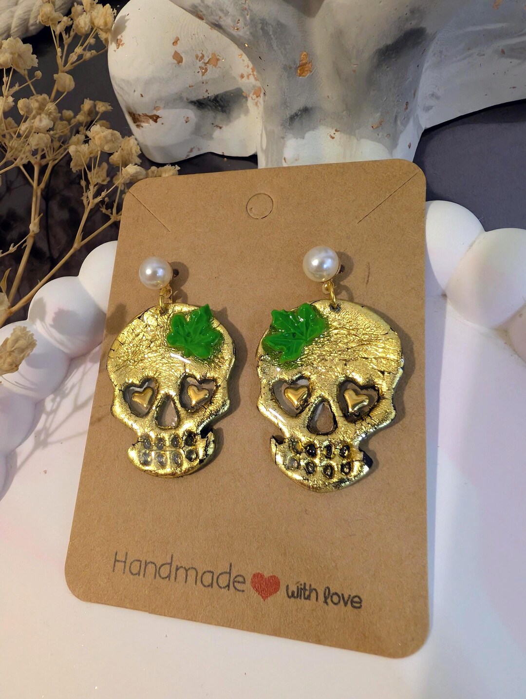 Autumn Skull Polymer Earrings – Handmade Halloween Jewellery - Etsy