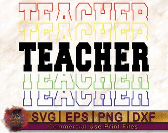 Teacher Rainbow Handlettered PNG Digital Download Sublimation - Etsy