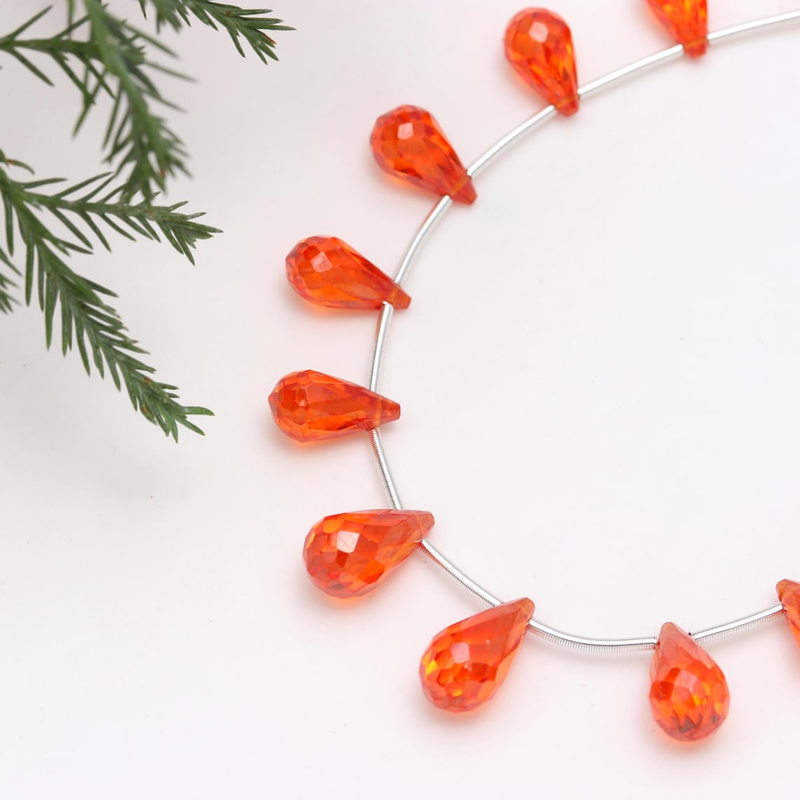 Cubic Zirconia 17 Beads Carnelian Colour Faceted Beads, Faceted Tear ...