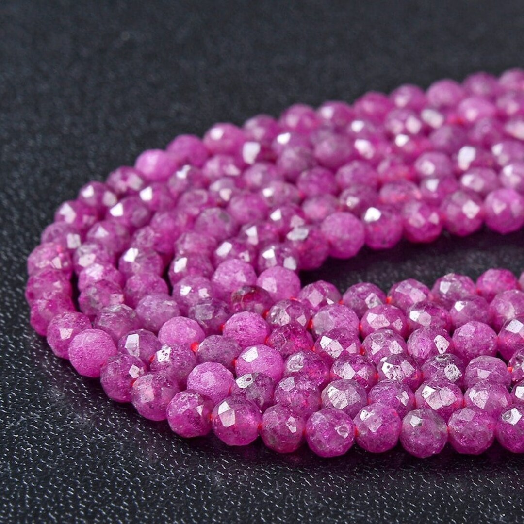 Natural Ruby Beads Strand, 3mm Faceted Round Gemstone Beads, 13