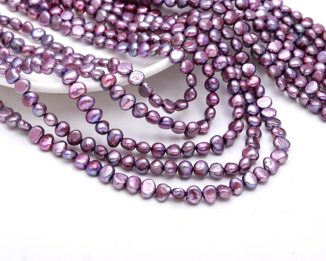 Perlas de agua dulce moradas naturales, cuentas de pepitas de taladro ...