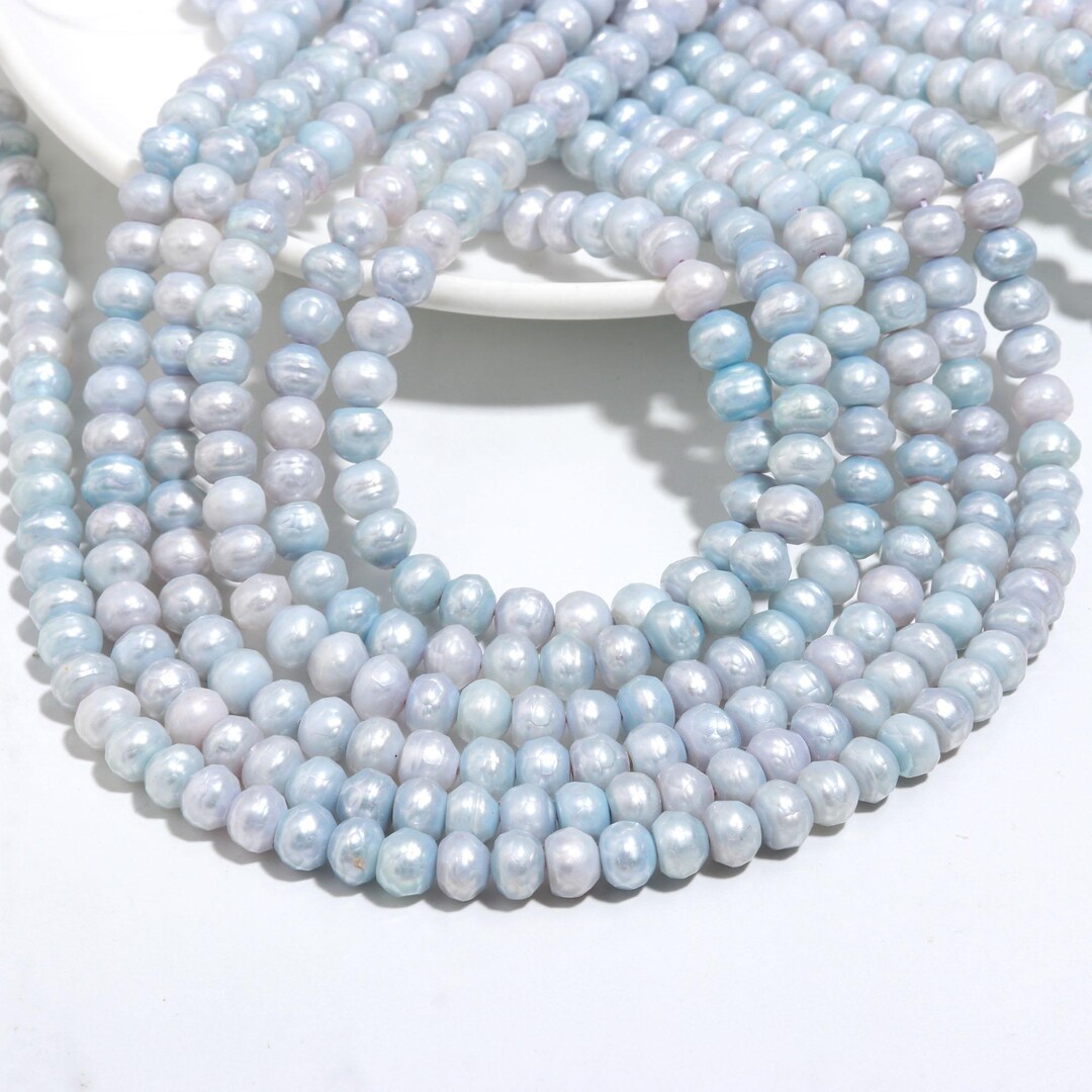 Natural Aqua Blue Freshwater Pearls Round Pearls, 6-7 Mm Pearls ...