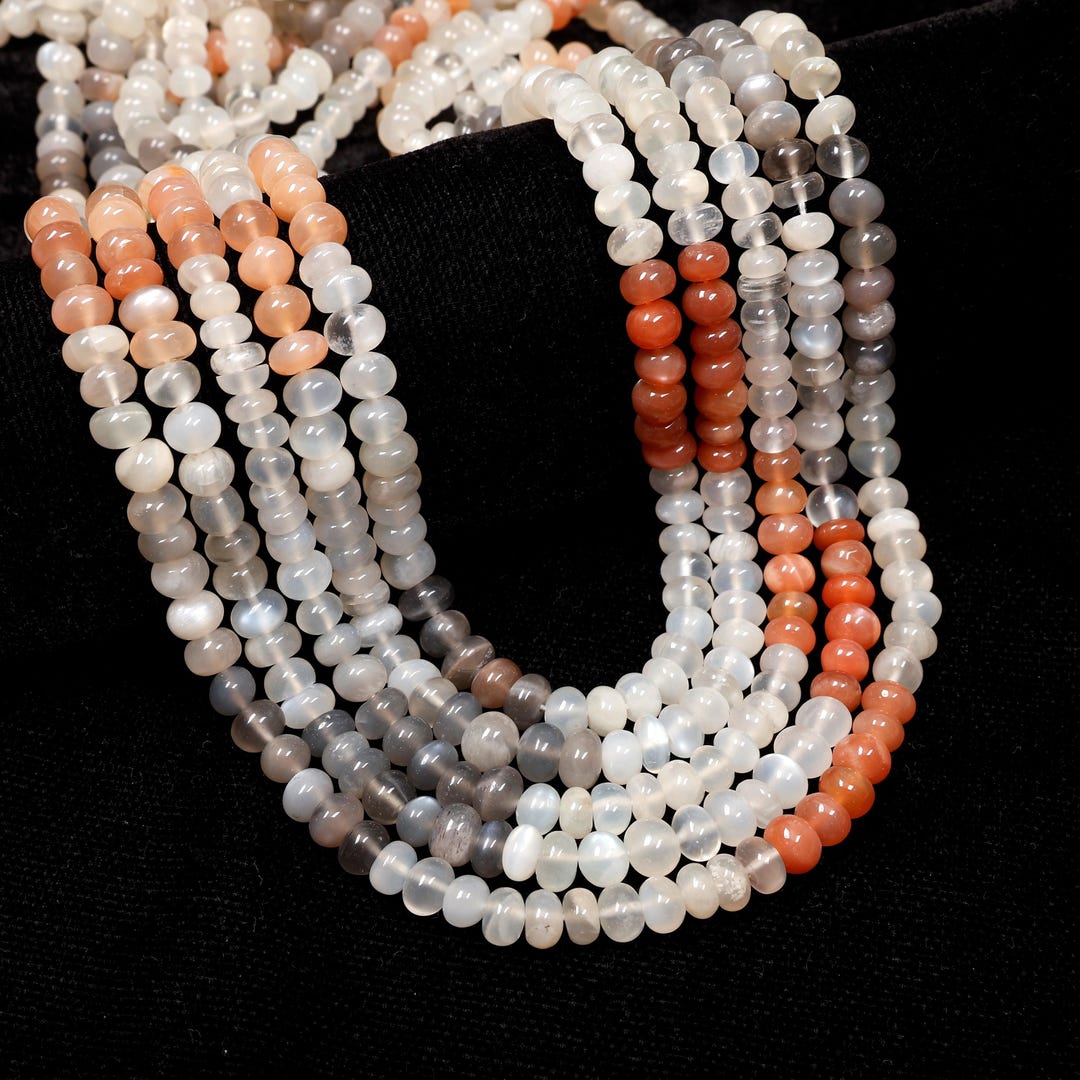 16 Inches~ Natural Multi Moonstone Smooth Rondelle Beads~~moonstone ...