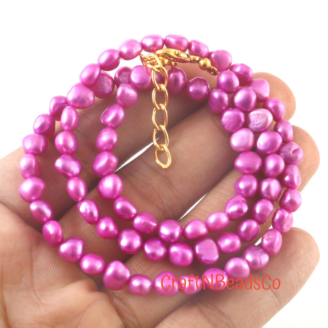 Freshwater Pink Pearl Necklace Jewelry Rare Pearl Plain Smooth Rondelle ...