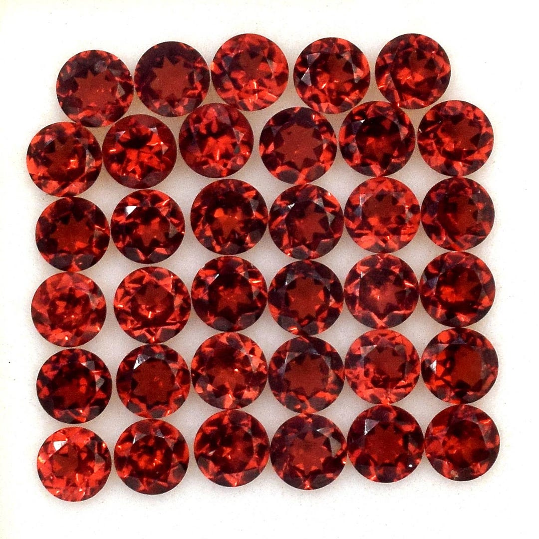 3, 4, 5, 6 Mm Natural Red Garnet Round Cut Lot 10 Pcs Faceted Unheated ...