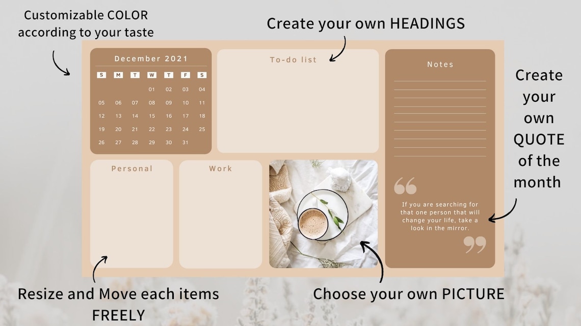 Canva Desktop Planner Wallpaper Desktop Wallpaper Organizer | Etsy