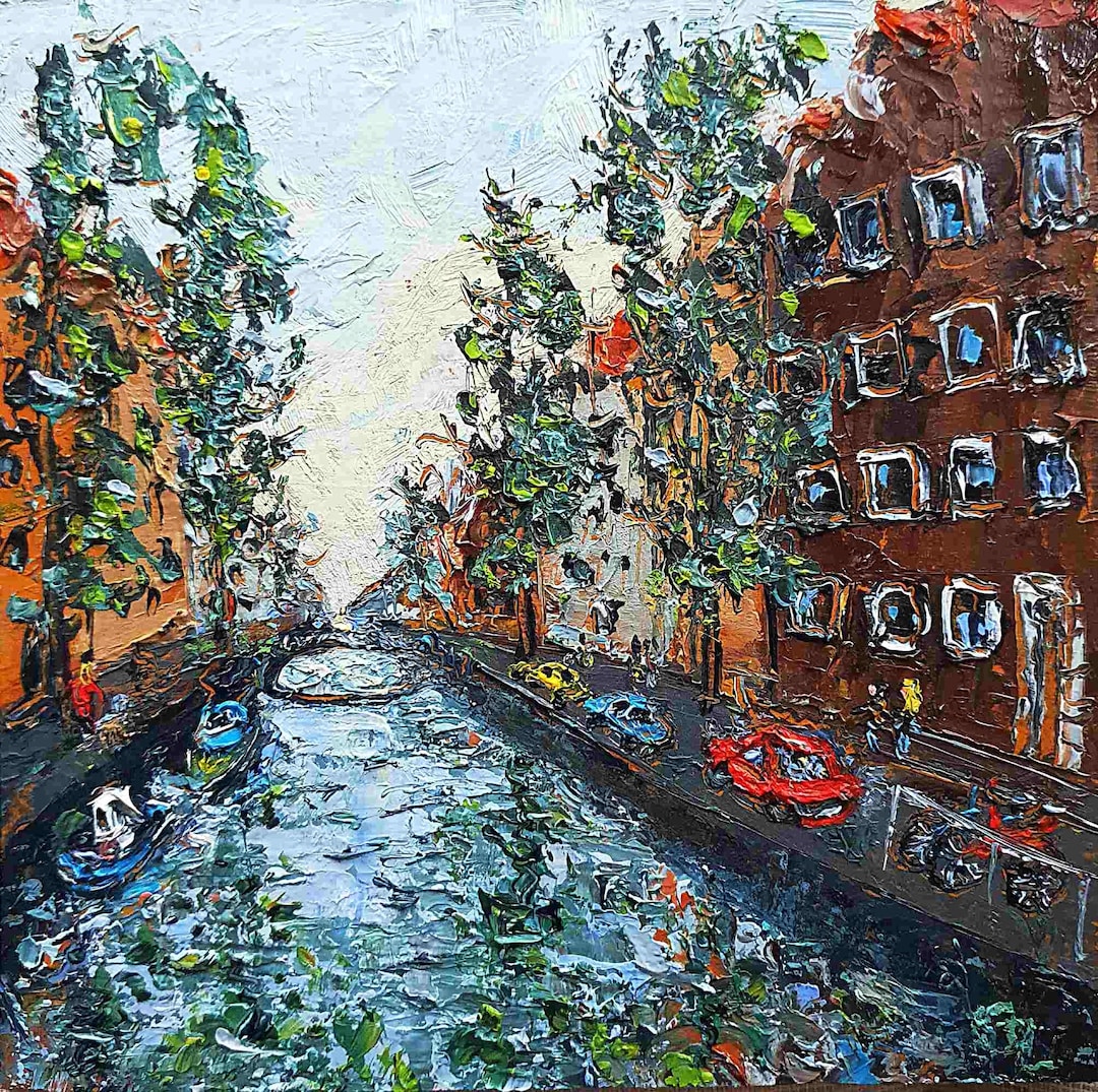 Amsterdam Painting Holland Original Art Cityscape Artwork - Etsy