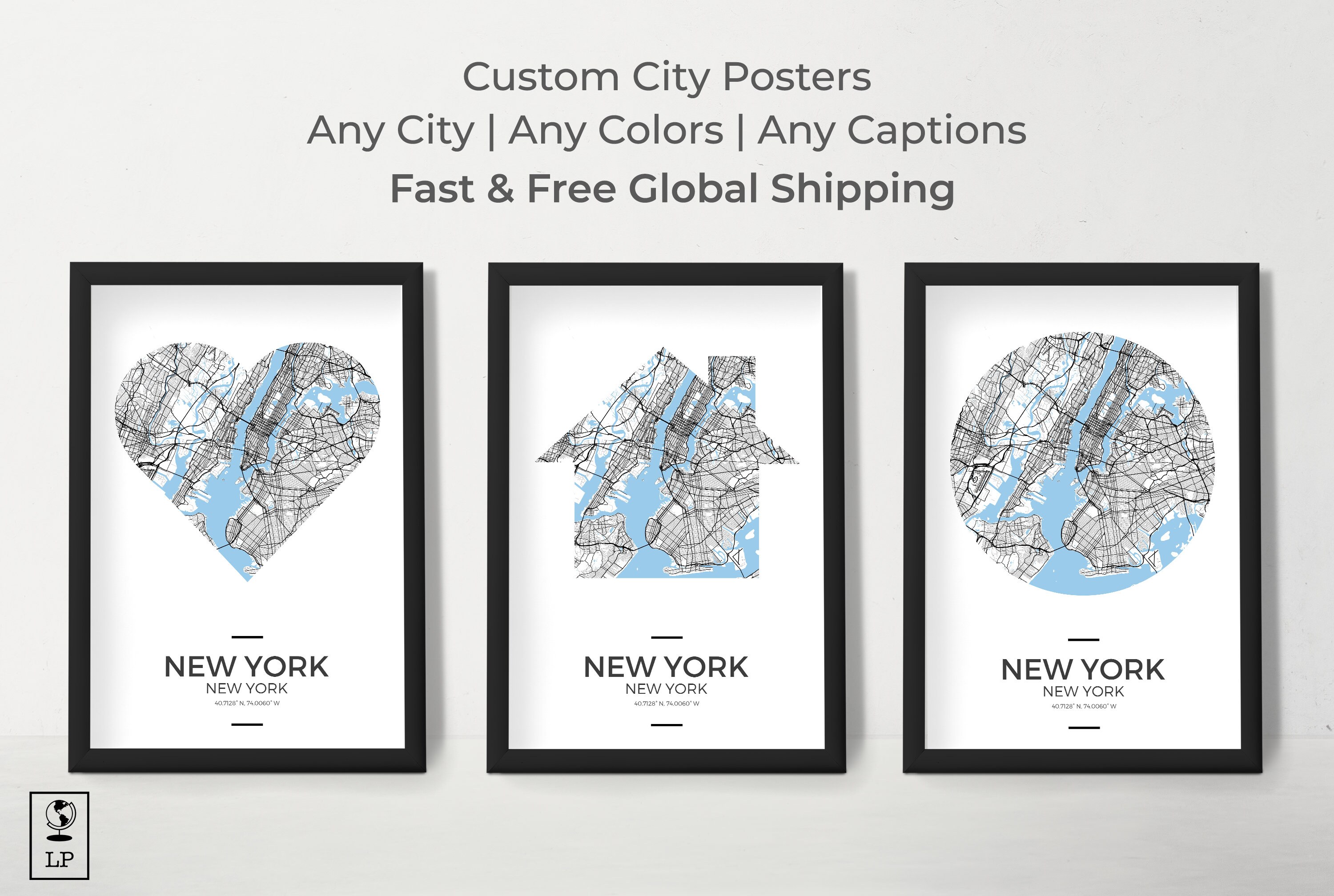 Custom Streep Map Posters Any Location Any Color Any Place - Etsy Australia