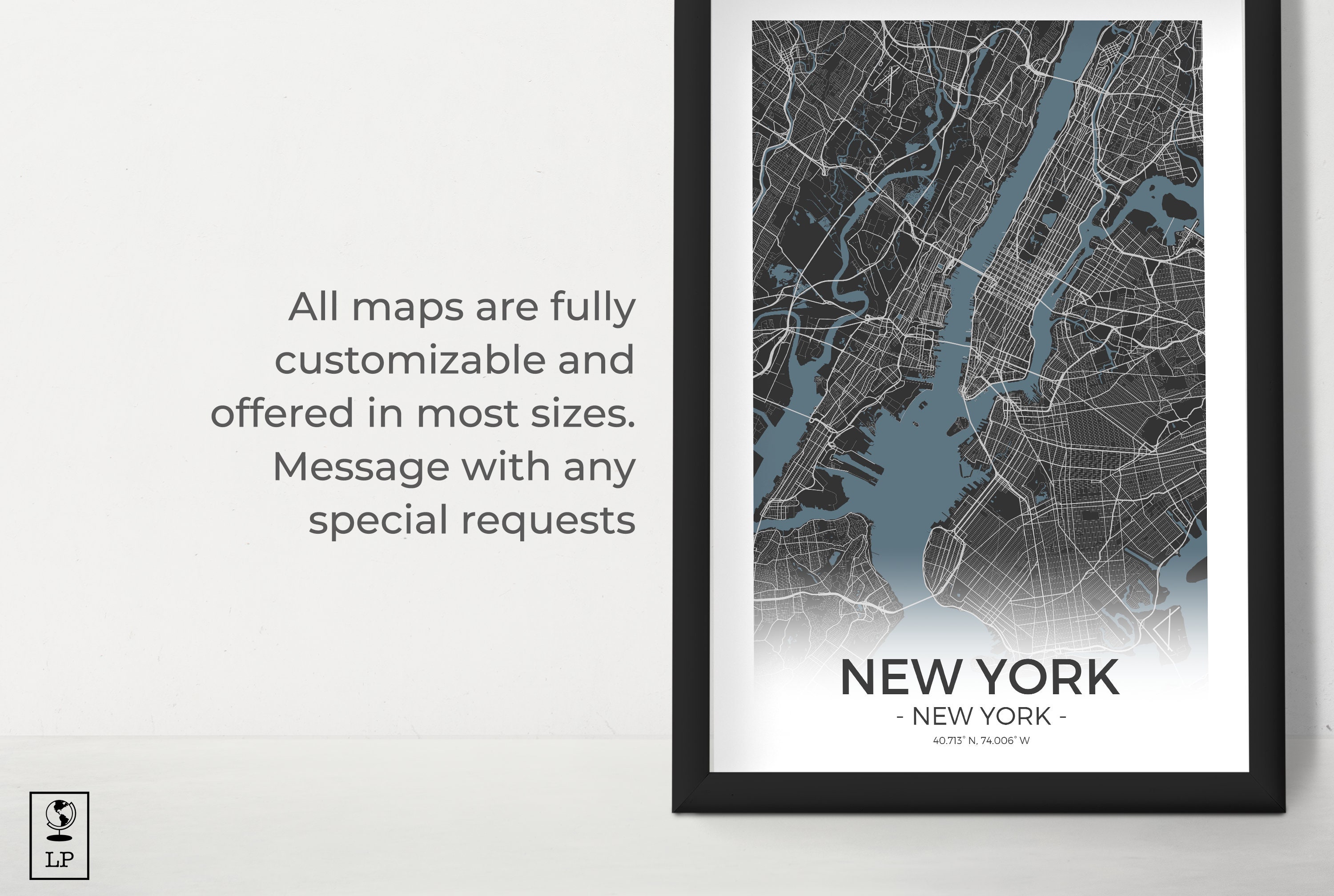 Custom Street Map Prints, Any Location, Colors, Captions Custom Map ...