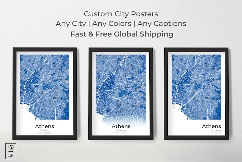 Custom Streep Map Posters, Any Location, Any Color, Any Place Map ...